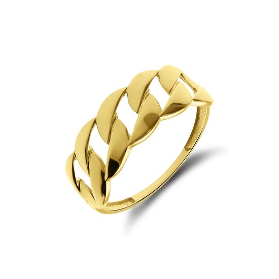 Lucardi Dames 14 karaat geelgouden ring met gourmet schakel - Ring - 14 ...