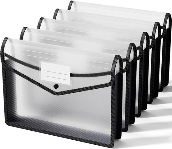 A4 Plastic Map – 5 Stuks Documentenmap – Transparante Enveloppen Met ...