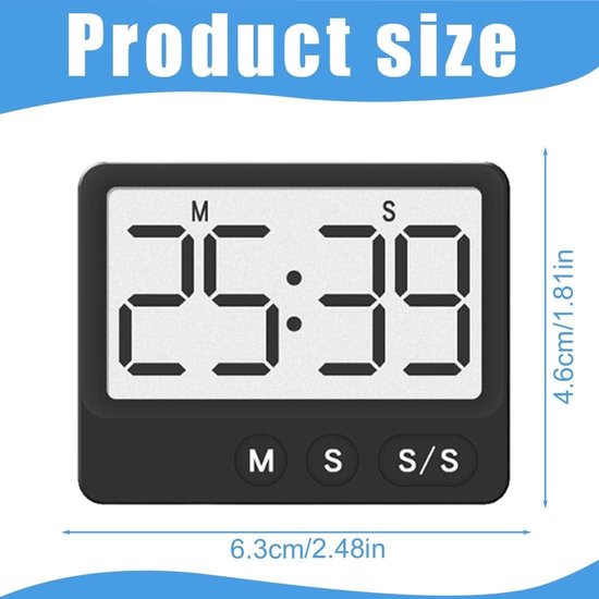 Digitale keukentimer met alarm en groot lcd-display - multifunctionele ...