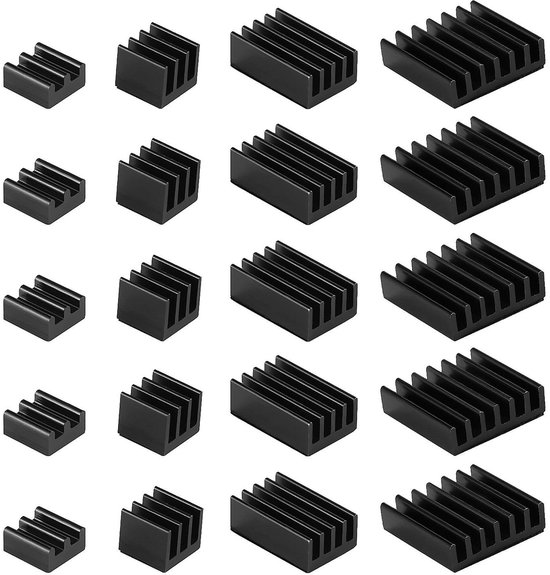 20 Stuks Aluminium Heatsinks met heat conductive tape voor Raspberry Pi ...