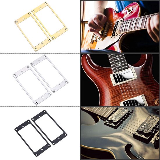 Pickup Mounting Rings - Gold Metal - Flat Humbucker Mounting Ring for ...