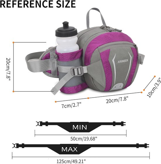 Heuptas voor Dames en Heren met Bidonhouder - Verstelbare Heuptas voor ...