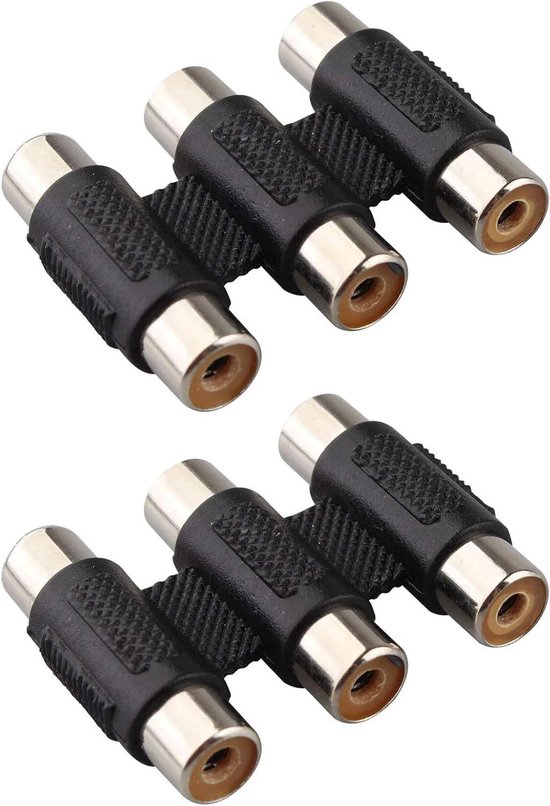 Triple 3 RCA Phono naar RCA Phono Joiner Female Connector - Female naar ...