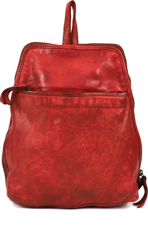Bear Design Iris Leren Dames Rugzak - Rugtas van Cow Lavato Leer - Rood ...