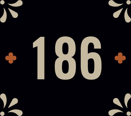 Huisnummerbord nummer 186 | Huisnummer 186 |Zwart huisnummerbordje ...
