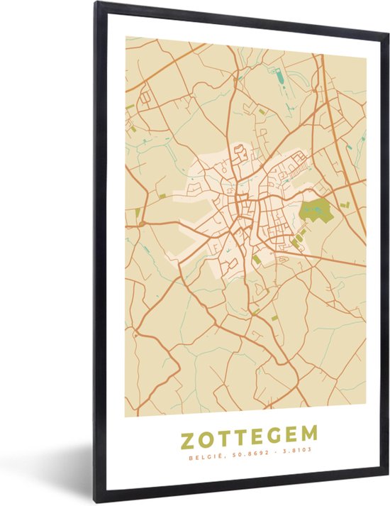 Fotolijst incl. Poster - Kaart - Retro - Plattegrond - Stadskaart ...