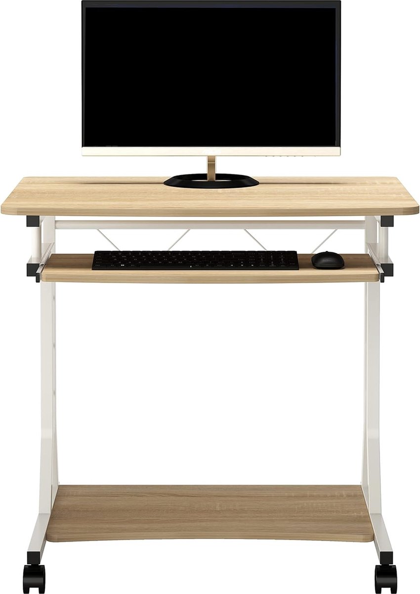 Bureau, rolbare pc-tafel, rolwagen, klein computerbureau op wielen, 80 x 60 cm... | bol