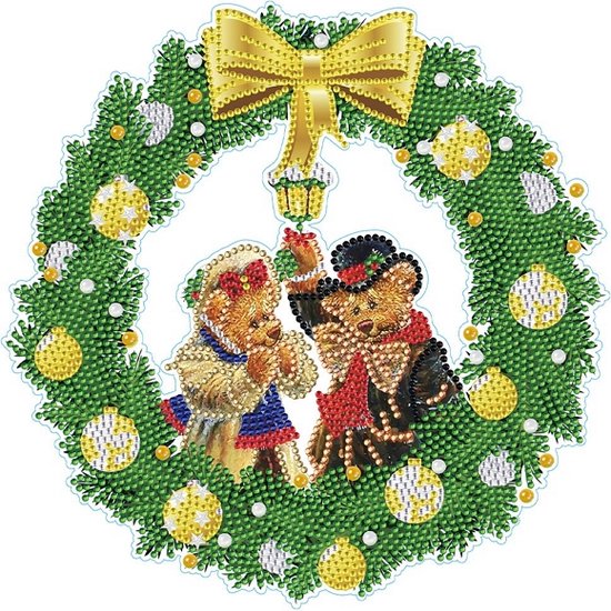 Diamond Painting Kerst sticker groot Kerstkrans 01 (22cm) | bol