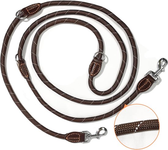 Hondenriem voor grote honden - Dubbele verstelbare nylon lijn met ...