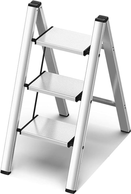 Opklapbare 3-traps Aluminium Ladder - Lichtgewicht en Ruimtebesparend ...