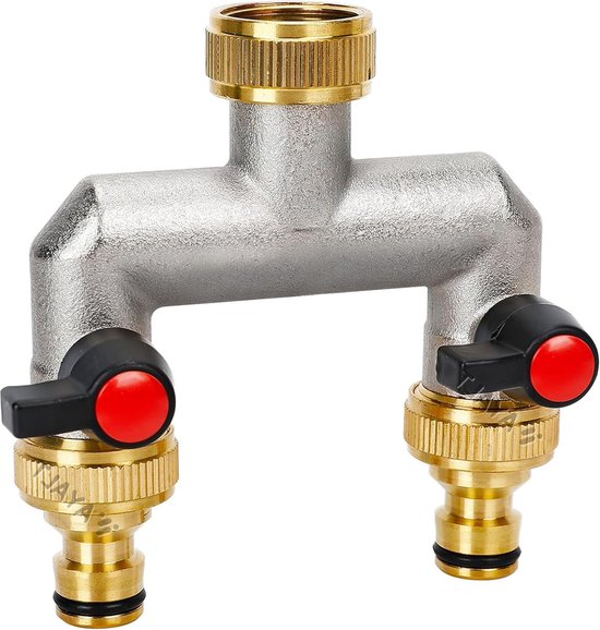 2-way water distributor - brass water connection distributor with ball ...