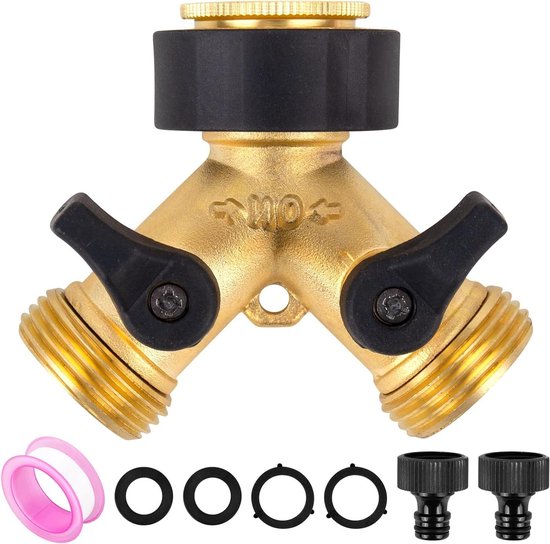 Verdeler wateraansluiting kraan - 2-weg 3/4 inch Y-verdeler toevoerslang wasmachine -... | bol