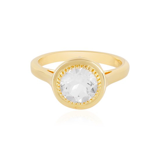 Zilveren ring met een witte topaas | bol