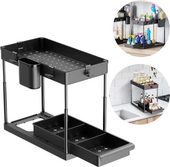 Multifunctioneel opbergrek, gootsteenorganizer onder gootsteenorganizer ...