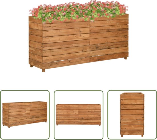 The Living Store Verhoogde Houten Plantenbak - Gerecycled Teakhout - 150 x 40 x 72 cm... | bol