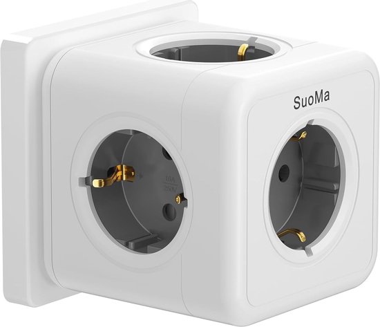 Multi-socket adapter cube - Compacte plug voor thuis, kantoor en reizen ...