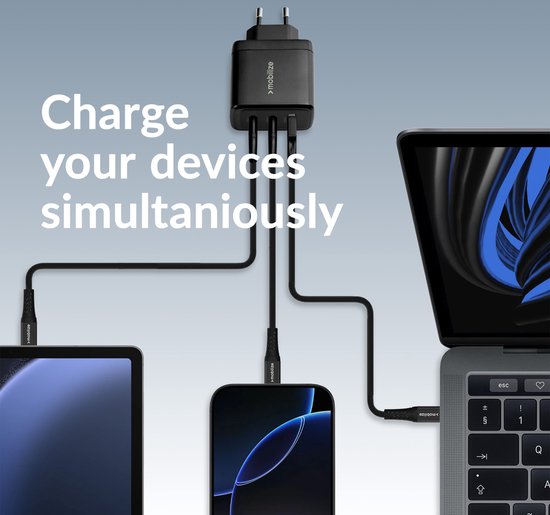 Mobilize 65W Power Delivery / PPS USB-C en USB-A GaN Adapter Zwart | bol