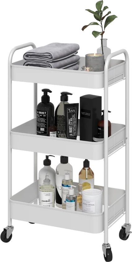 TRUUSK Multifunctionele Trolley Keukentrolley, 3 Planken, 4 Wielen, 45 ...