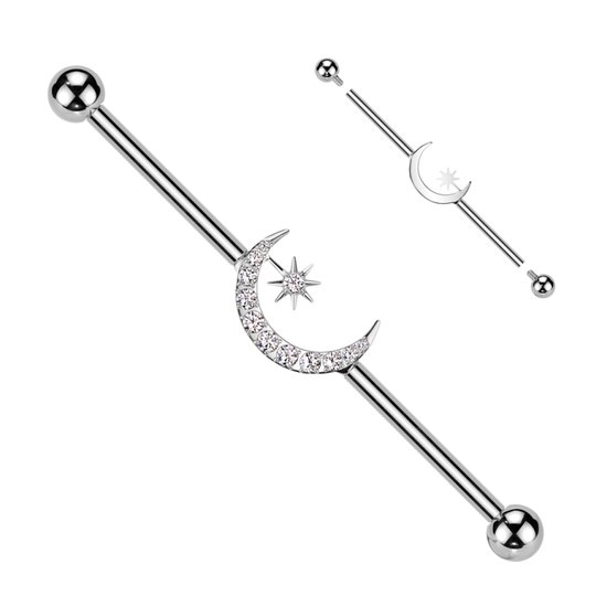 Industrial piercing steentjes in maan met ster | bol