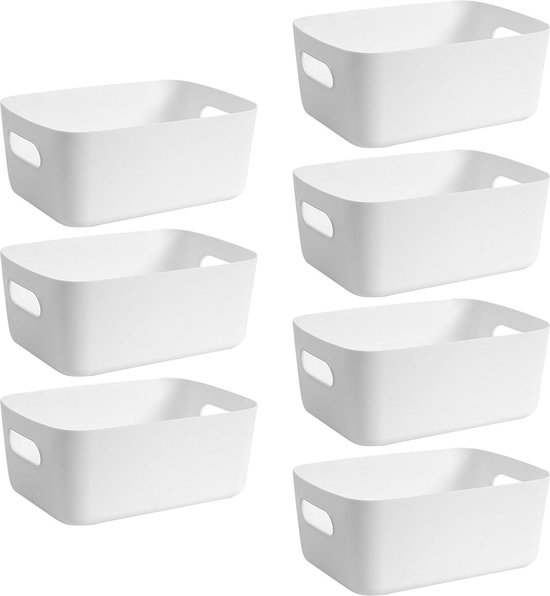 Set van 7 plastic opbergdozen - multifunctioneel - 7 stuks - wit ...