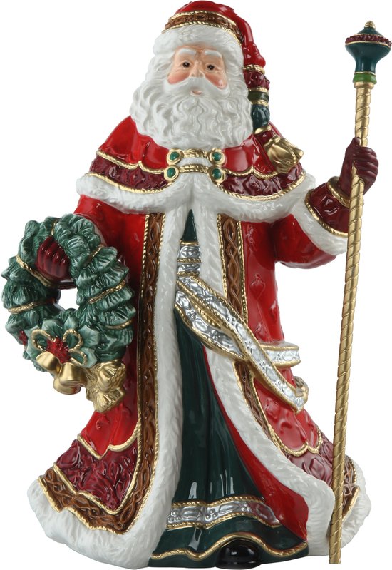 Goebel - Fitz and Floyd | Decoratief beeld Kerstman met krans en staf ...