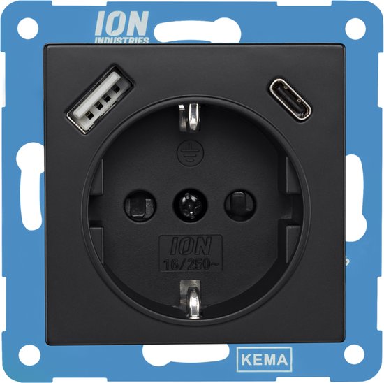 ION industries stopcontact met randaarde en USB A + USB C met ...