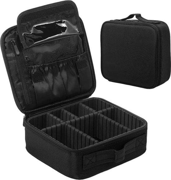 Makeup Tas Organizer Large Waterproof Professional Reis Toilettas Zwart ...