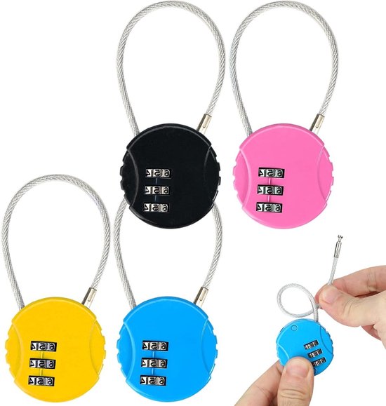 Pack of 4 Luggage Locks - Combination Lock with 3-Digit Code for ...