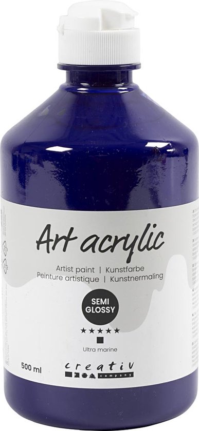 Acryl Verf, semi-glanzend, dekkend, ultra marine, 500 ml/ 1 fles | bol