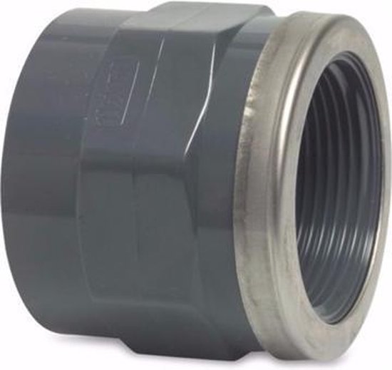 Mega Draadsok PVC-U 20 mm x 1/2" lijmmof x binnendraad 16bar grijs type versterkt | bol.com