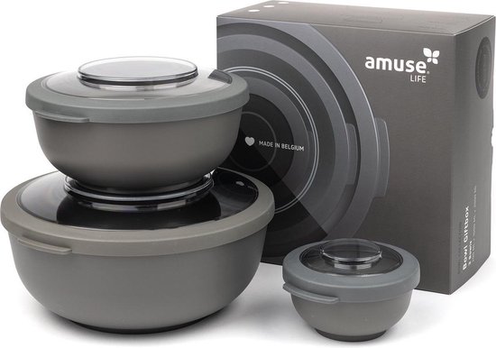 Amuse Life - Lunchbox - Set van 3 bowls - 200, 1000 en 2000 ml - Tritan ...