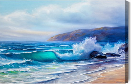 Schilderijkoning - Canvas Schilderij Tropische Zee En Strand - 30 x 20 cm | bol