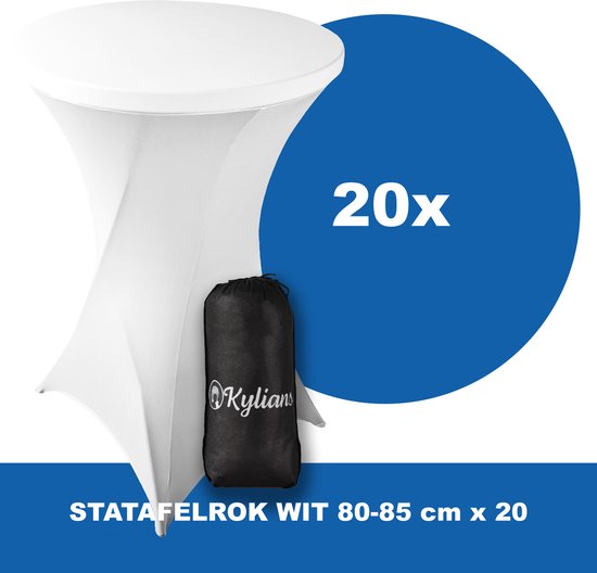 Statafelrok Wit x 20 – ∅ 80-85 x 110 cm - Statafelhoes met Draagtas - Luxe Extra Dikke... | bol