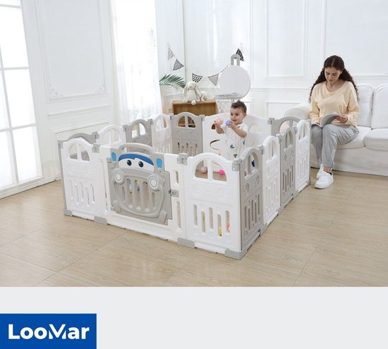 LooMar Grondbox Baby - Babybox - Grondbox - kinderbox - Playpen - Grijs ...
