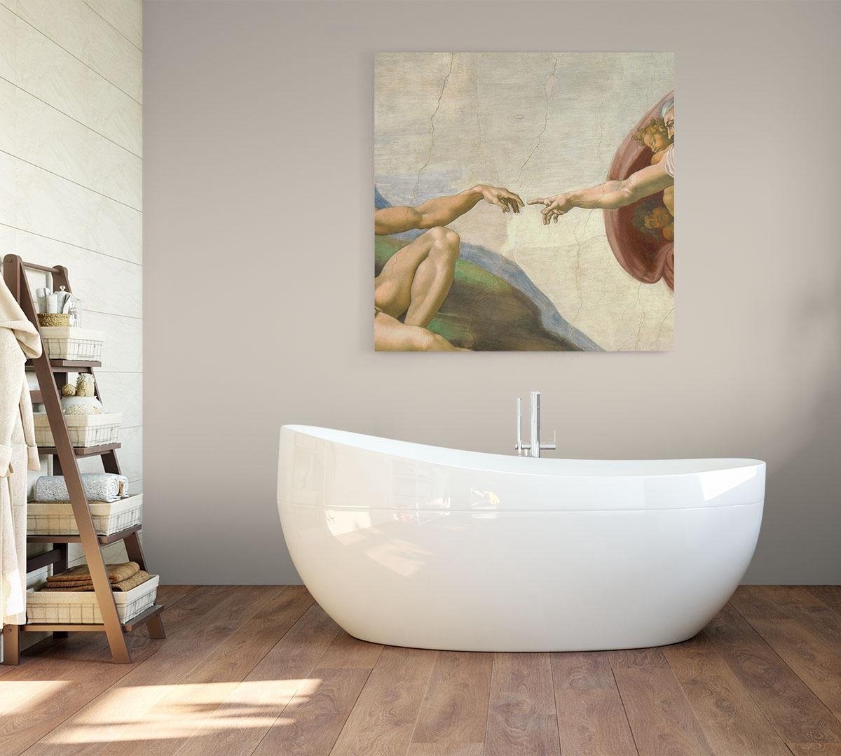 Schepping van Adam, Michelangelo Buonarroti - Foto op Canvas - 100 x ...