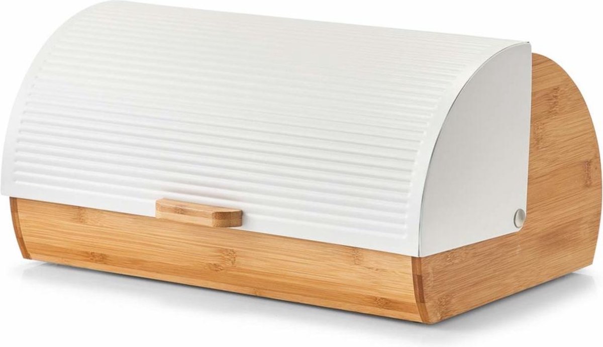 Houten luxe broodtrommel met witte klep/deksel 39 cm - Zeller ...