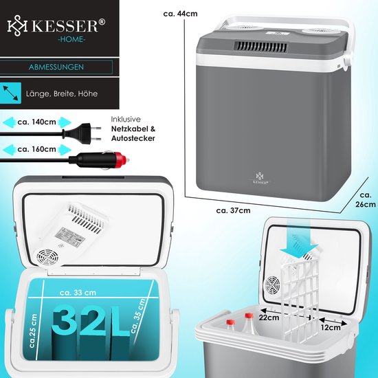 KESSER® 32L Thermo Elektrische Koelbox voor warm houden en koelen | Coolbox / 12V,... | bol.com