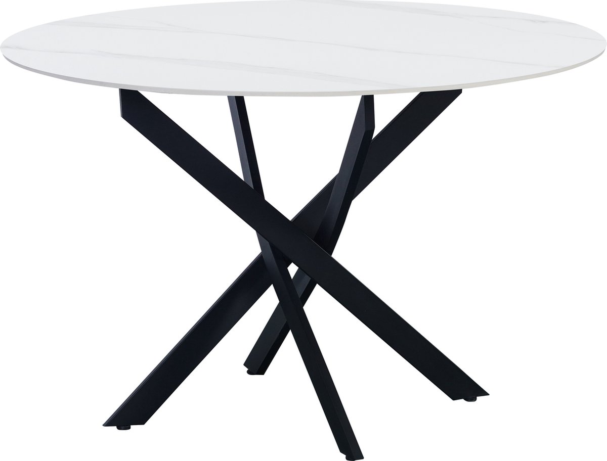 Eetkamertafel Vera - marmerlook wit - Tuintafel rond - 4 personen ...