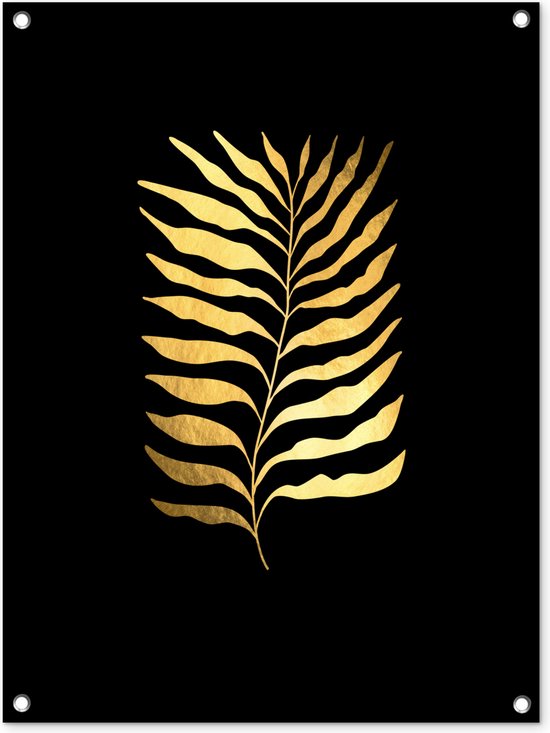 Tuinschilderij Bladeren - Goud - Luxe - Natuur - Design - 60x80 cm ...