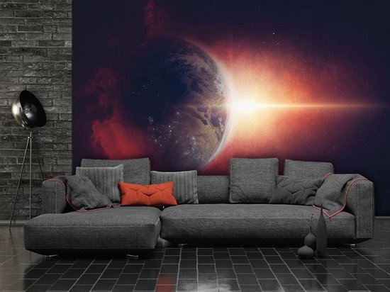 Fotobehang - Vlies Behang - Planeet Aarde vanuit de Ruimte - Heelal ...