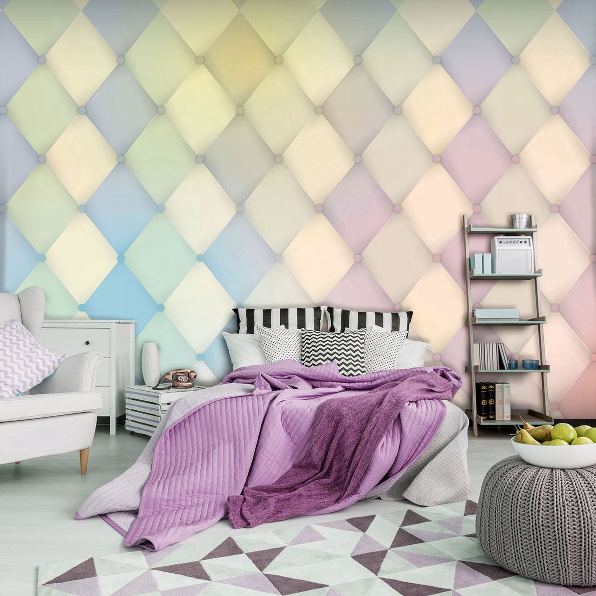 Fotobehang - Vlies Behang - Gewatteerde Muur - 208 x 146 cm | bol