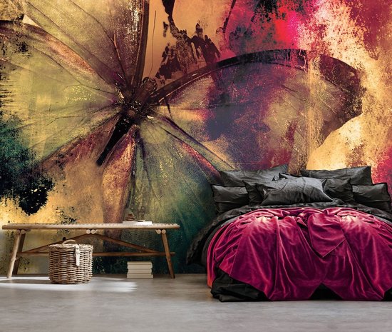 Fotobehang - Vlies Behang - Vlinder Schildering - Schilderij van een Vlinder - 254 x... | bol