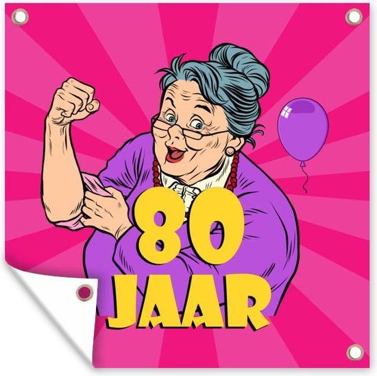 Tuindoek Verjaardag - Jubileum - Vrouw - 80 Jaar - 100x100 cm ...