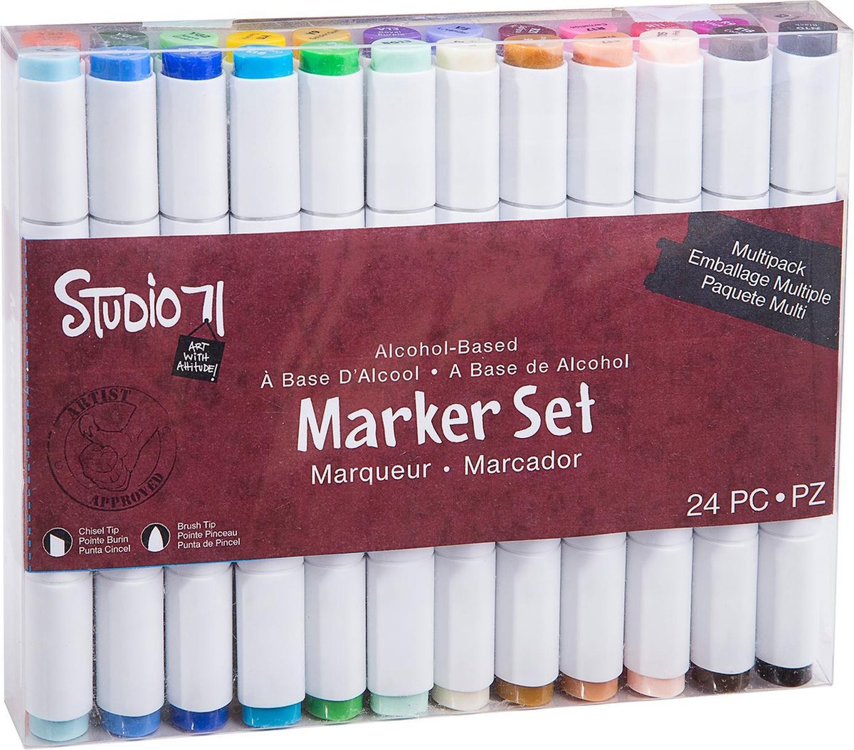 Studio 71 - Alcohol Brush Marker Set - 24 stuks | bol.com