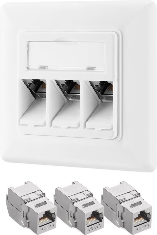 kwmobile 3 keystone adapters voor CAT6A kabels - Inclusief 3-poort ...