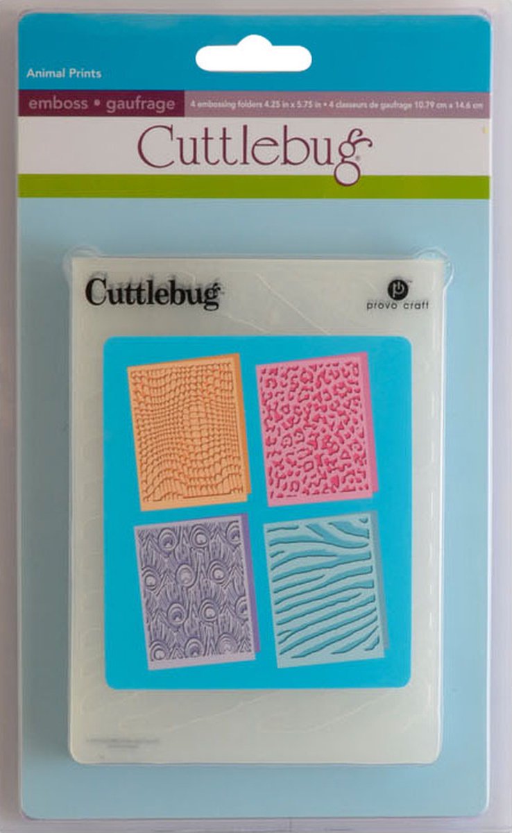 Cuttlebug embossing folder x4 assorted animal prints | bol.com
