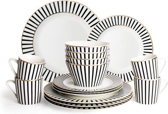 Dutch Rose Loft 16 delig Serviesset Gouden Rand | bol.com