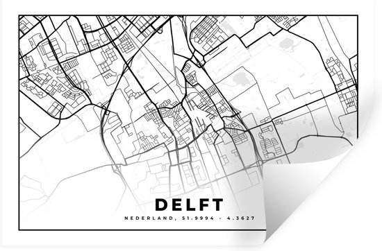 Muurstickers - Sticker Folie - Kaart - Nederland - Delft - 60x40 cm ...