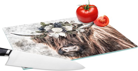 Glazen Snijplank - 28x20 - Schotse hooglander - Rook - Flora ...