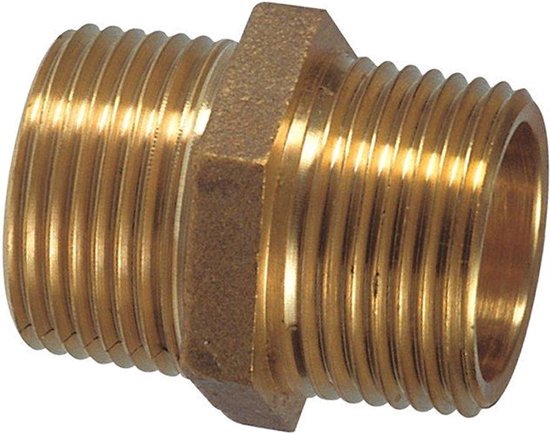 RIV messing dubbele nippel, type 3430, 2x buitendraad, 1-1/2 x 1-1/2 | bol